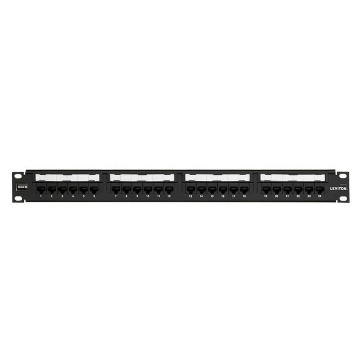 LEVITON Cat6 24 Port 1U Punchdown Patch Panel | Unshielded | Black | W — Networks Centre